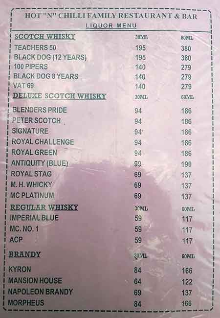 Menu at Hot 'N' Chill Family Restaurant, Hyderabad, FCV2+GM6