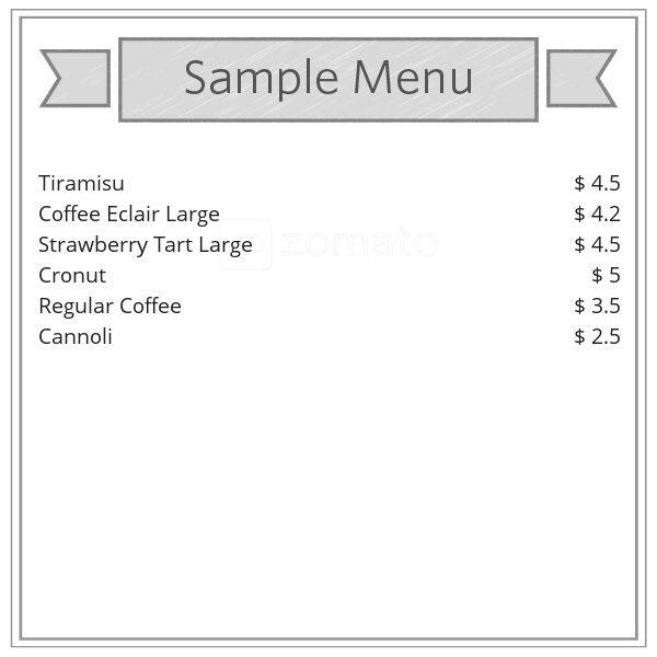 Menu at Dolcetti cafe, Wareemba