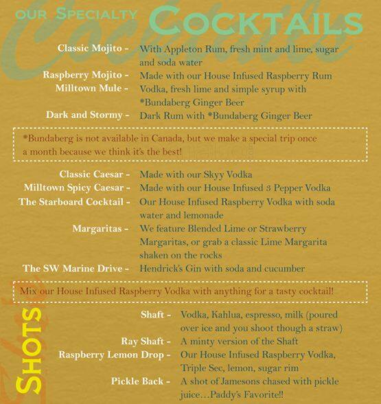 Menu at Milltown Bar & Grill, Richmond