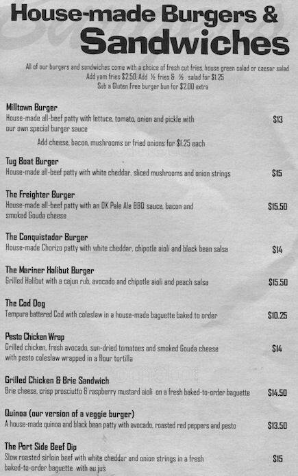 Menu at Milltown Bar & Grill, Richmond