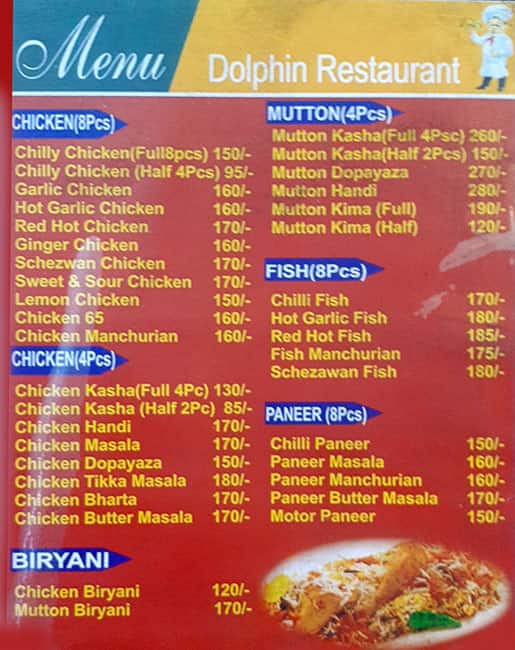 Menu of Dolphin, Belghoria, Kolkata