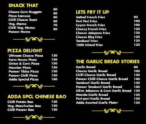 Menu of Chaloo Apna Adda, Bhayandar, Mumbai