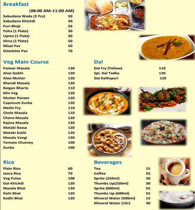Menu of Neeta's Maharashtrian Thali Centre, Pimple Saudagar, Pune