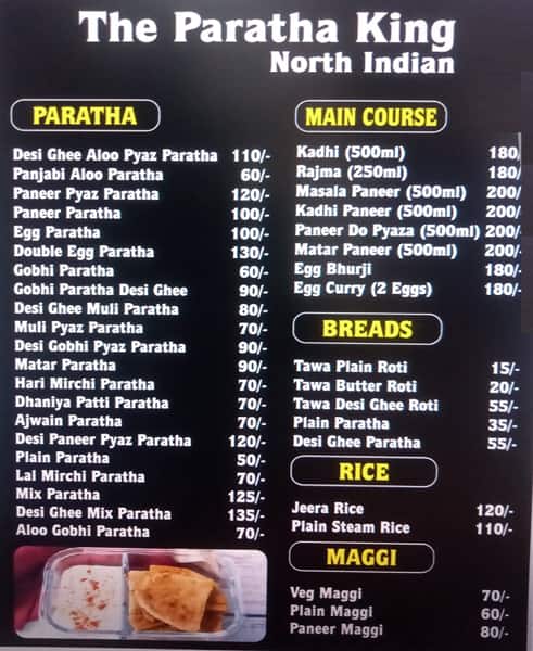 Menu of The Paratha King, Sector 51, Noida