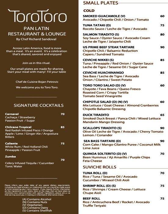 Toro Toro a Doha: Foto del Menu con Prezzi - Zomato Qatar