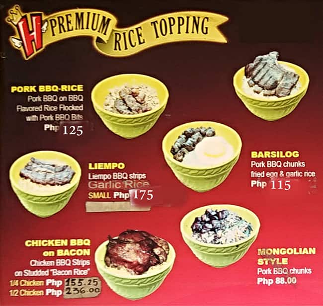 Menu at Heaven's Barbeque, San Juan, Eton 1