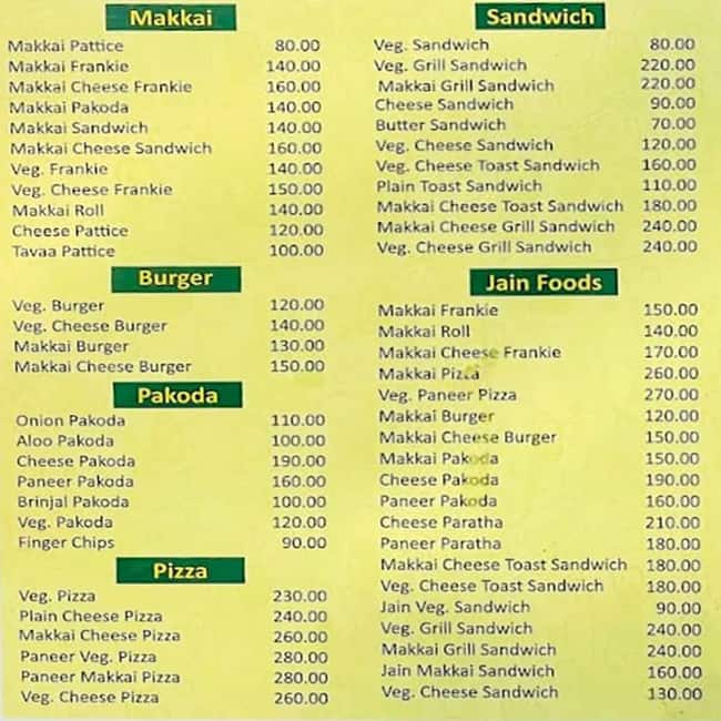 Menu of Bagicha Corner, MG Road, Pune