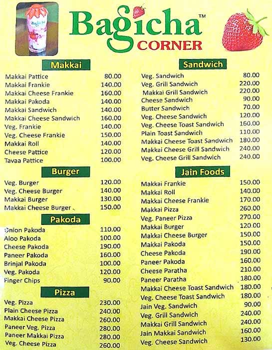 Menu of Bagicha Corner, MG Road, Pune