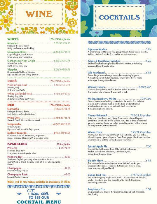 Menu at Loco Lounge pub & bar, Birmingham