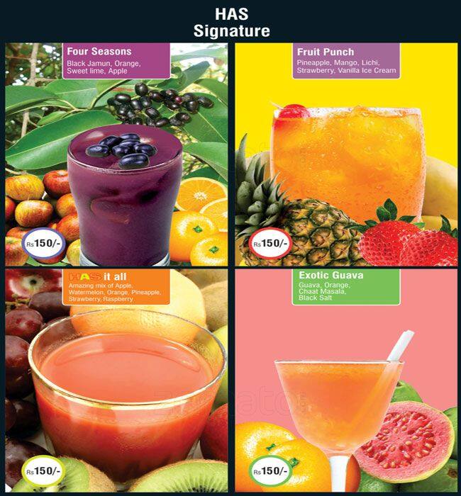 Menu at HAS Juice Bar, Pune, 1 Samar Paradise Dp Road