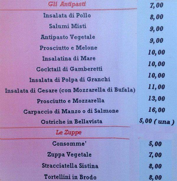 Menu at Ristorante Pizzeria Forno A Legna 12 Apostoli, Rome