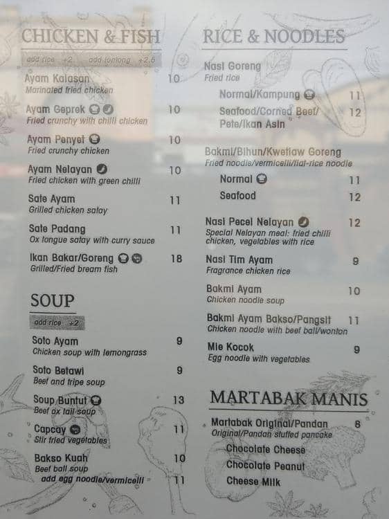 Menu at Nelayan Restaurant, Melbourne