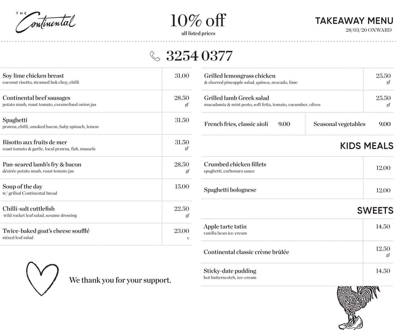 Menu at Continental Cafe, New Farm