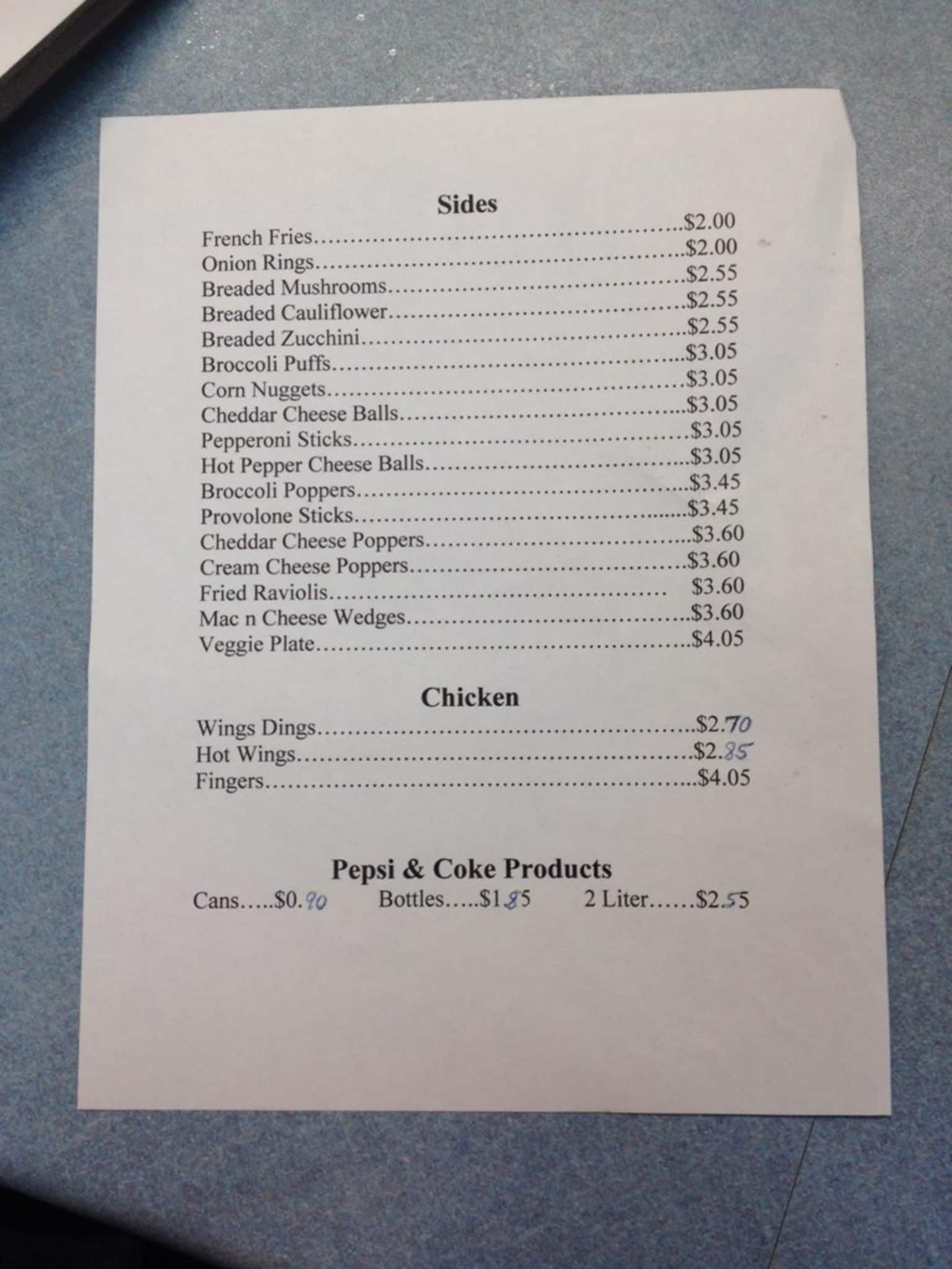 Menu at Center Pizza pizzeria, Monaca