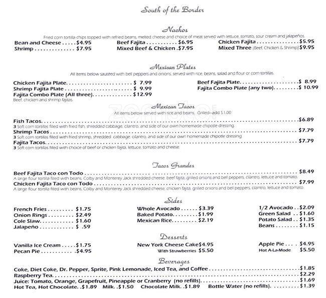 Menu at White Sands Bar & Grill, Inn&Suites, Bait Shop, and Marina ...