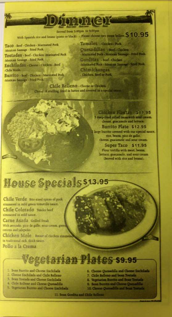 Menu at La Roca restaurant, Albany