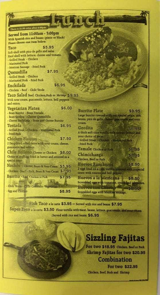 Menu at La Roca restaurant, Albany