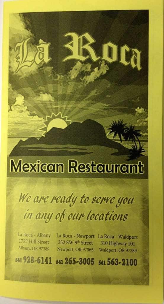 Menu at La Roca restaurant, Albany