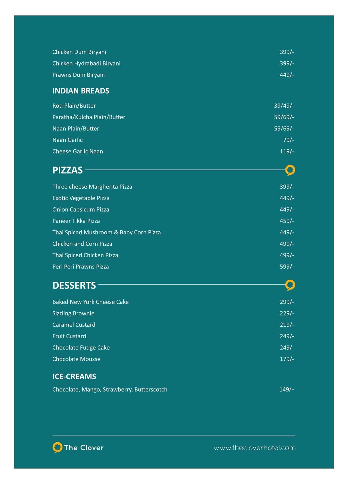 Menu at The Clover - Bar Kitchen Banquets, Pimpri-Chinchwad