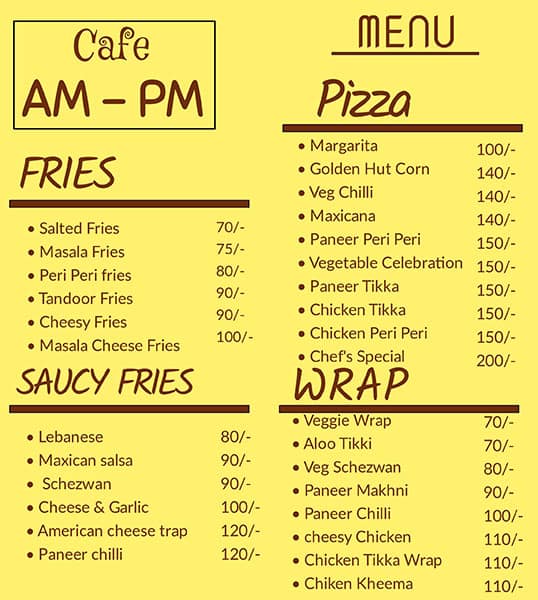 Menu at CAFE AM PM, Pune