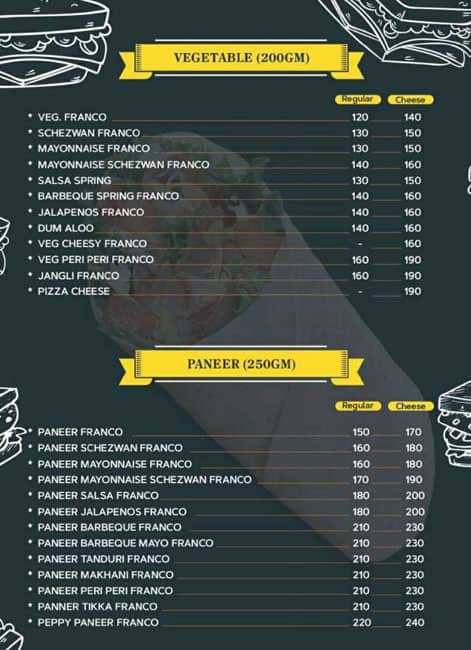 Menu of Mlf Franco, Bodakdev, Ahmedabad