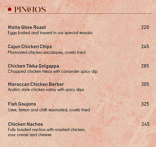 Menu of Rooftop at Raw, Koramangala 5th Block, Bangalore