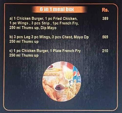 Menu of GFC Fried Chicken, Ruby Hospital Area, Kolkata
