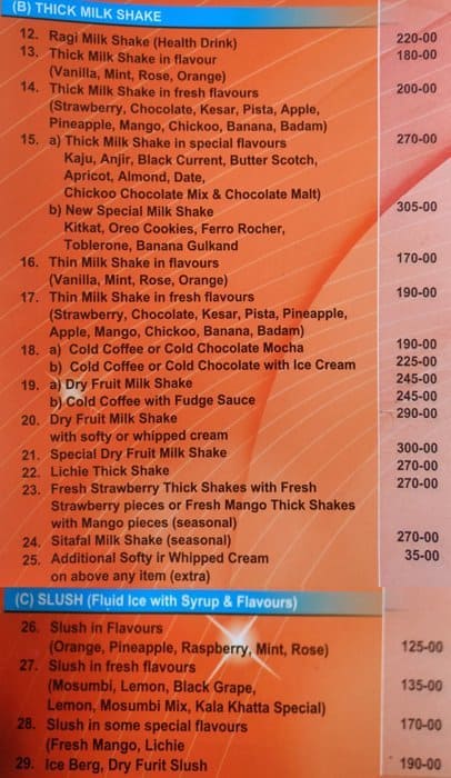 Menu at Richie Rich, Bengaluru, 1st Floor 14th Street St Marks Road