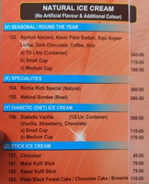 Menu at Richie Rich, Bengaluru, 1st Floor 14th Street St Marks Road