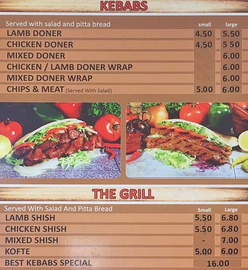 Menu at Best Kebab fast food, London, 143 Dulwich Rd