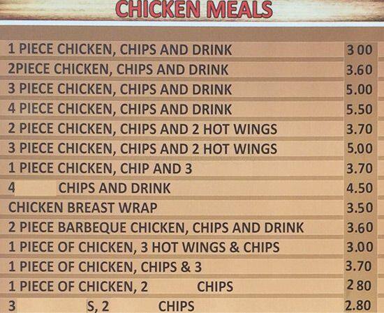 Menu at Best Kebab fast food, London, 143 Dulwich Rd