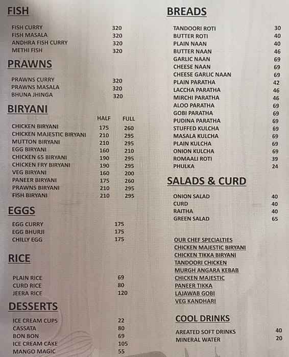 Menu at Indian Express, Hyderabad, C9QX+MC4