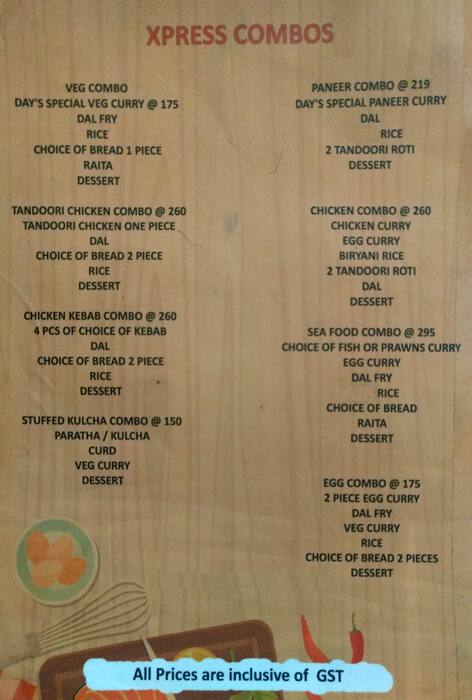 Menu at Indian Express, Hyderabad, C9QX+MC4