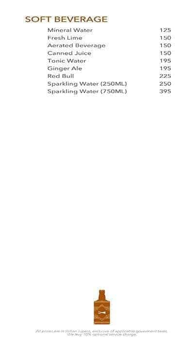 Menu at Bo tai Qutub, New Delhi