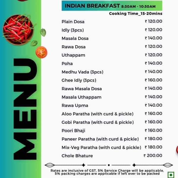 Menu of Veggie Delight, Varca, Goa