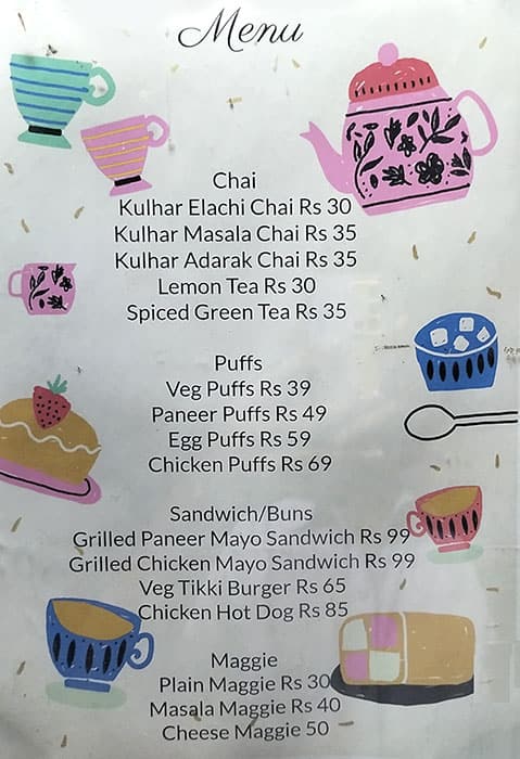 Menu of Cha Point, Kurji, Patna
