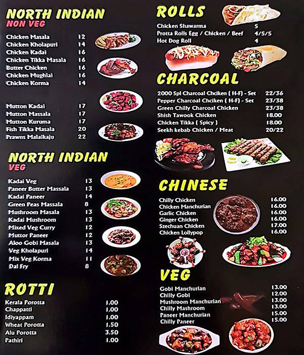 Menu at 2000 Era Cafeteria & Restaurant, Dubai