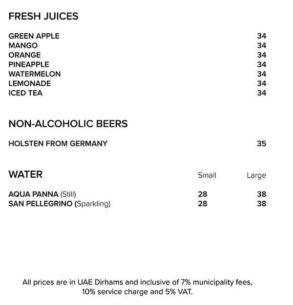 Menu at Viktor Stampfer restaurant, Dubai