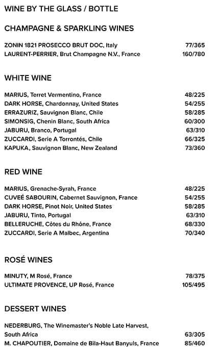 Menu at Viktor Stampfer restaurant, Dubai