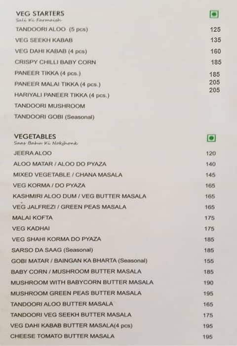 Menu of Azad Hind Dhaba, Das Naagar, Howrah