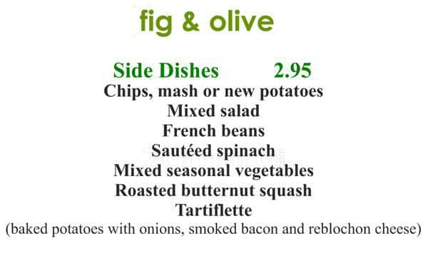 Menu at Fig & Olive restaurant, London, 151 Upper St