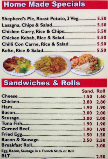 Menu at Enjoy Cafe, Enfield, 310 Baker St
