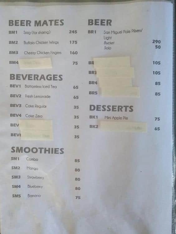 Menu at Franz Cafe, Palompon, 392J+2X8