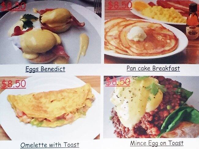 Menu at The Ca.Faye cafe, Auckland