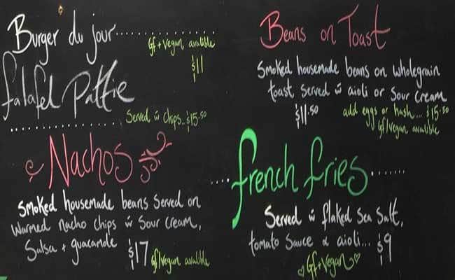 Menu at The Shroom Room cafe, Lyttelton