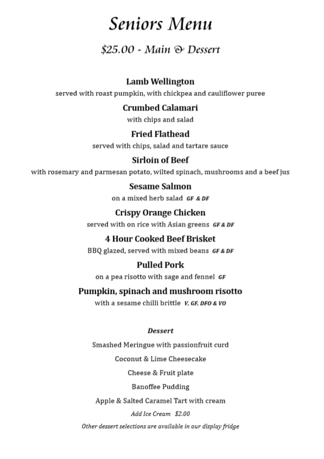 Menu at Terrace Cafe and Lounge, Yering