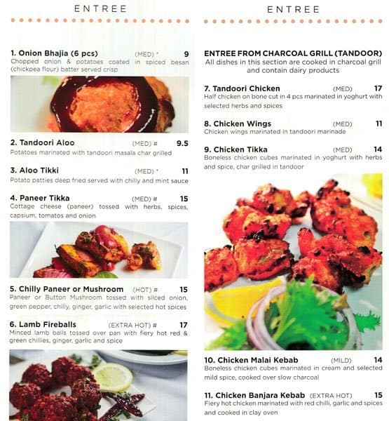 Menu at The Dhaba restaurant, East Perth