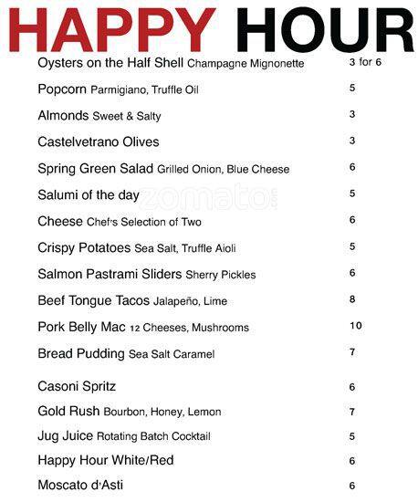 Menu at Triumph Bar, Seattle