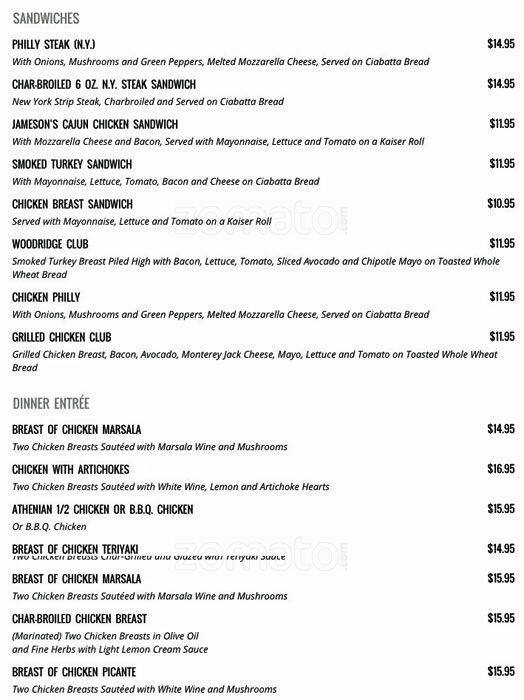 Menu at Jameson's Charhouse steakhouse, Woodridge, 75th St