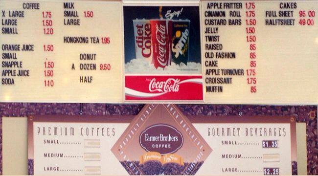 Menu at Donut Time, San Francisco